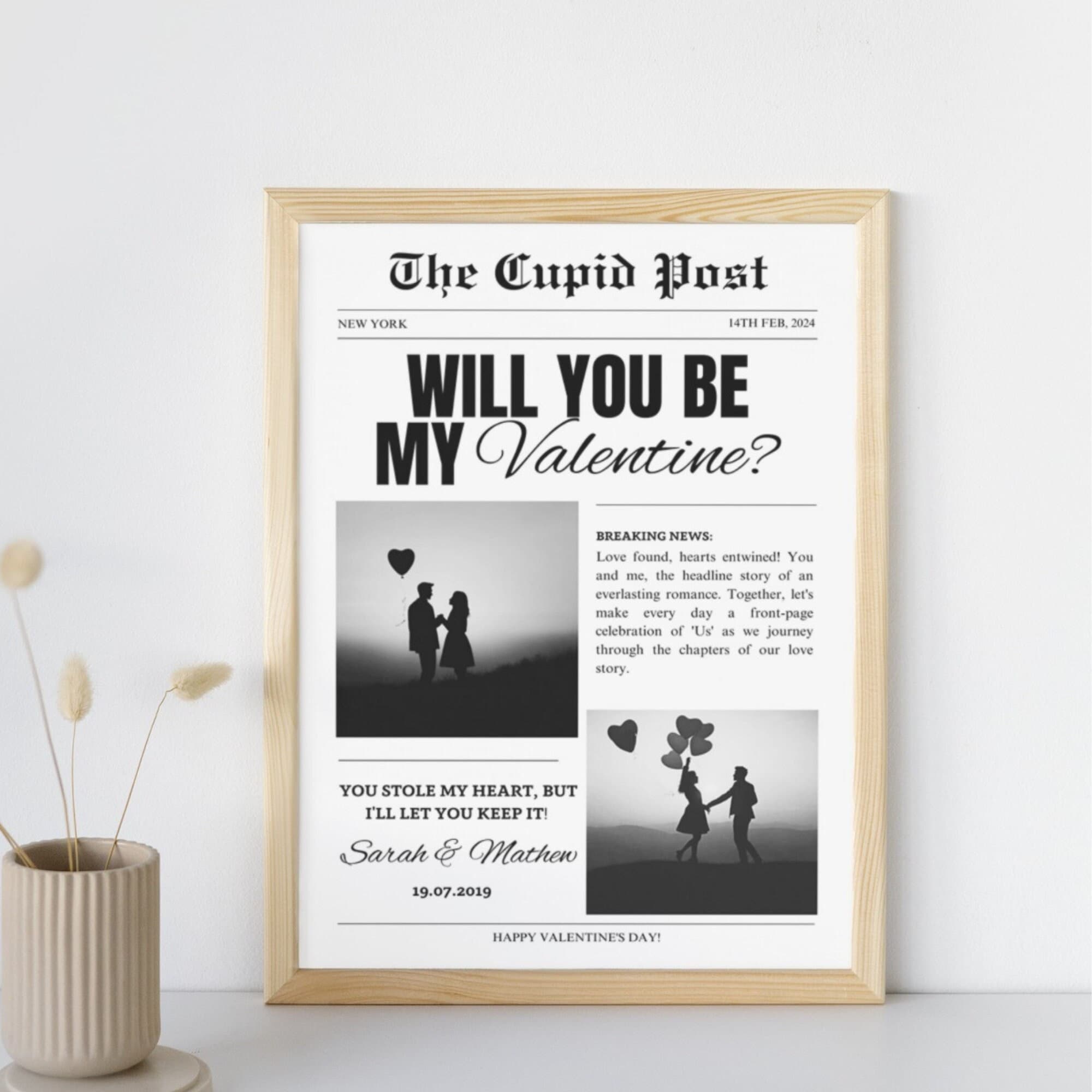Personalised Valentines Cupid Post Newspaper Page | Will You Be My ...