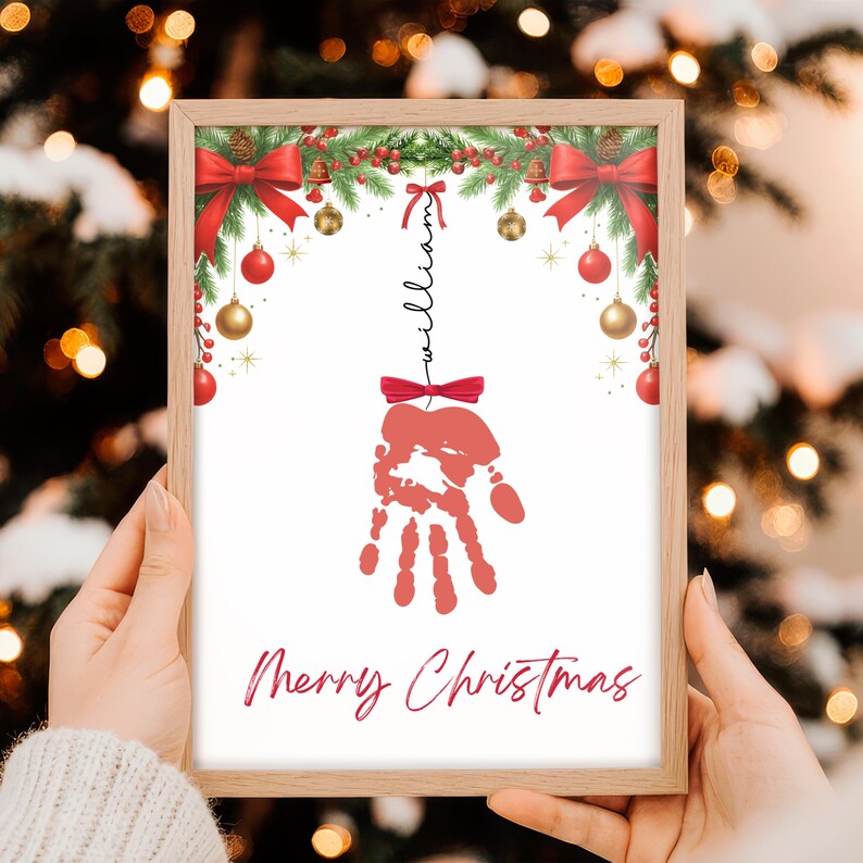 Personalized Christmas Handprint Art – Baby First Christmas Gift ...
