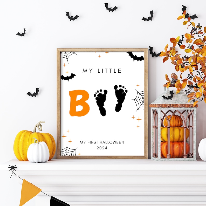 Halloween Footprint Art, Halloween Baby Footprint Keepsake, Babys First ...