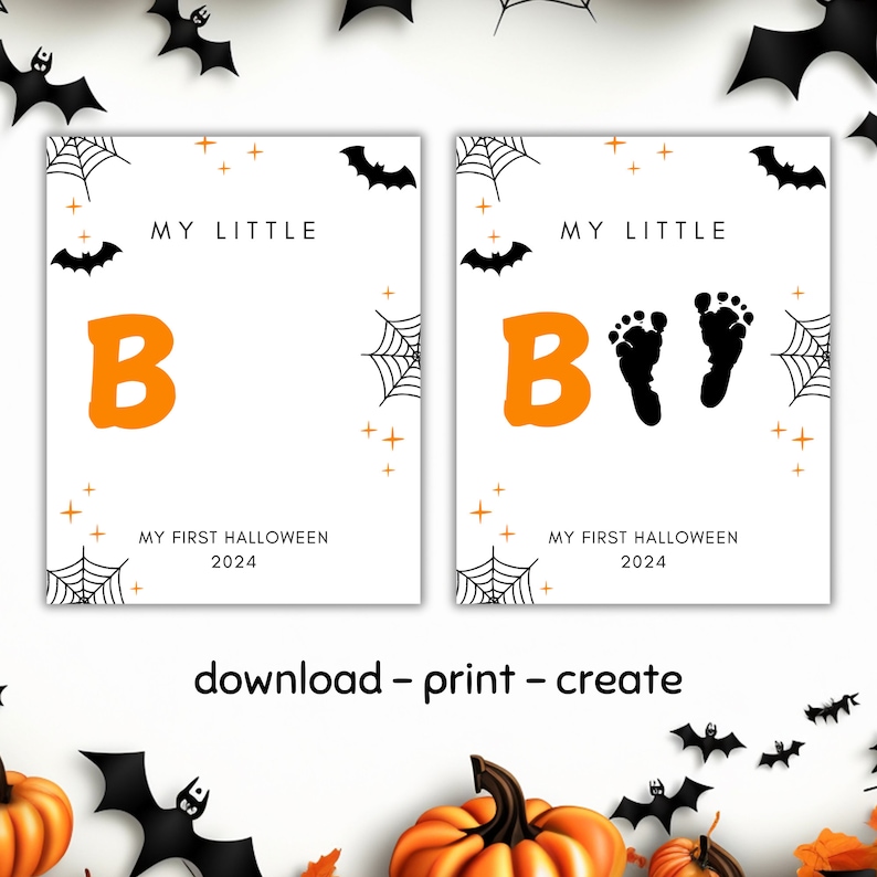 Halloween Footprint Art, Halloween Baby Footprint Keepsake, Babys First ...