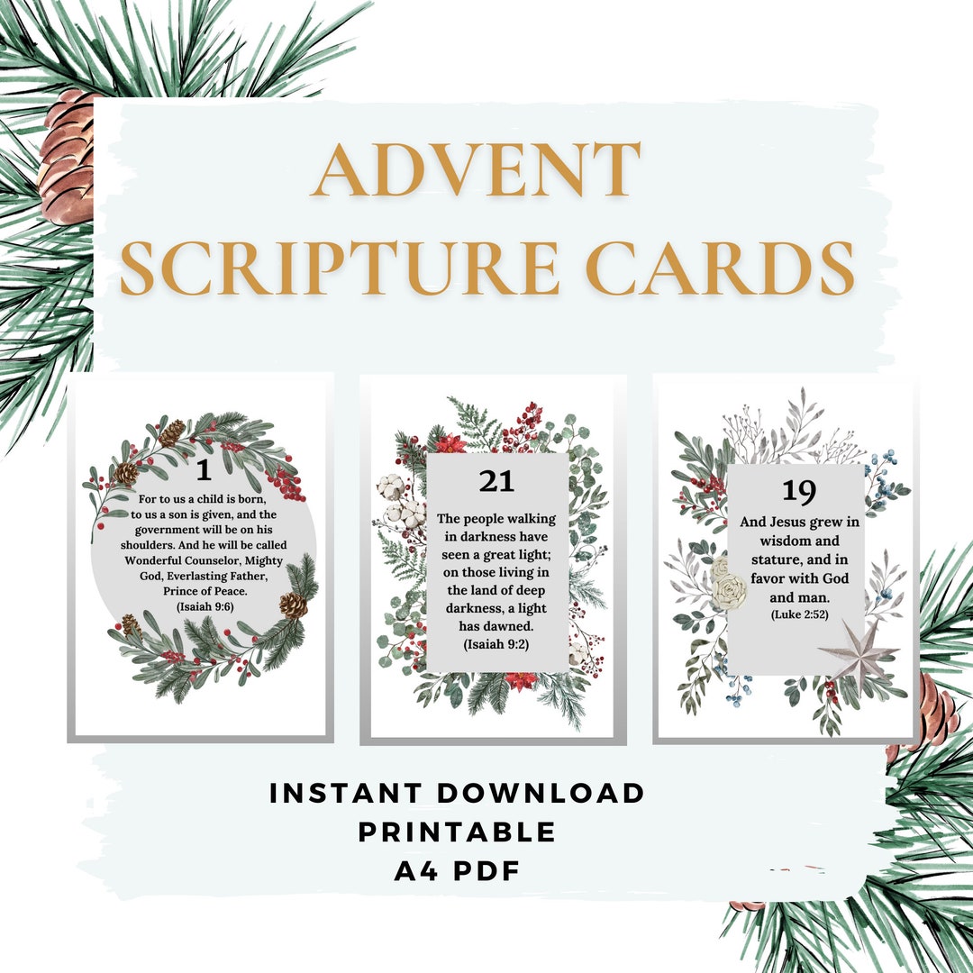 Advent Scripture Cards | Nativity Christmas Calendar | Advent Wreath ...