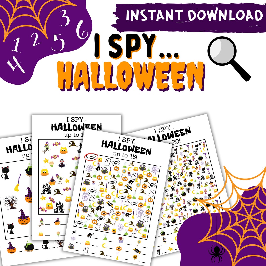 I Spy Halloween Printable Game for Kids Preschool Halloween Worksheet ...
