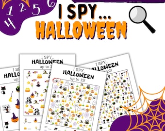 I Spy Halloween Printable Game for Kids, Fall Preschool Party Activity ...