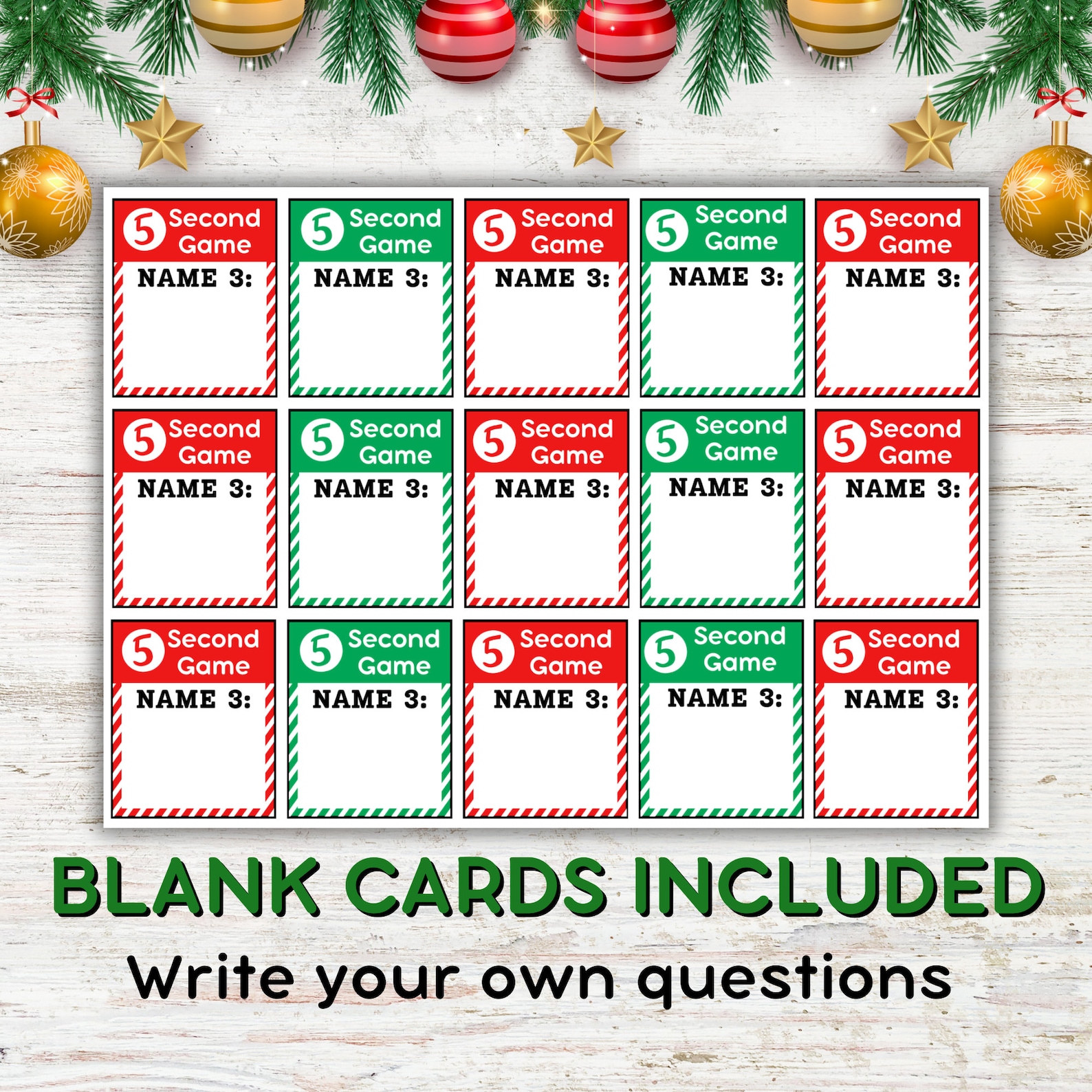 Christmas 5 Second Game | Printable Holiday Party Activity (PDF) - Etsy