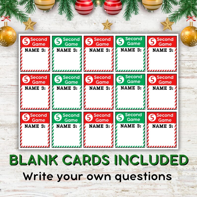 Christmas 5 Second Game | Printable Holiday Party Activity (PDF) - Etsy