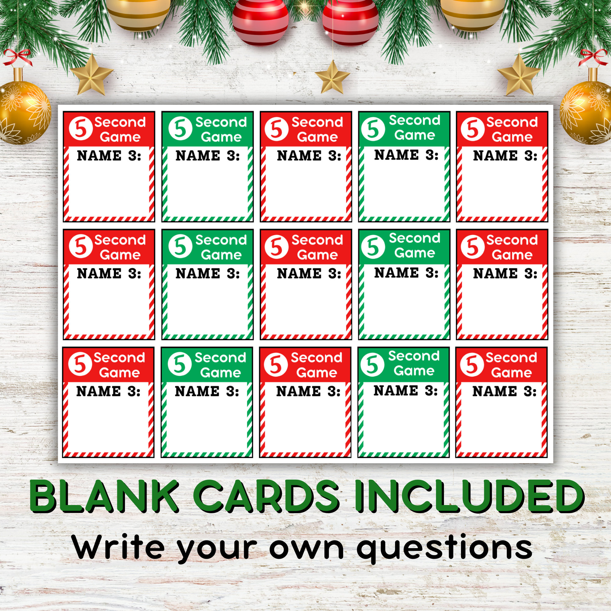 Christmas 5 Second Game | Printable Christmas Game | 5 Second Rule ...