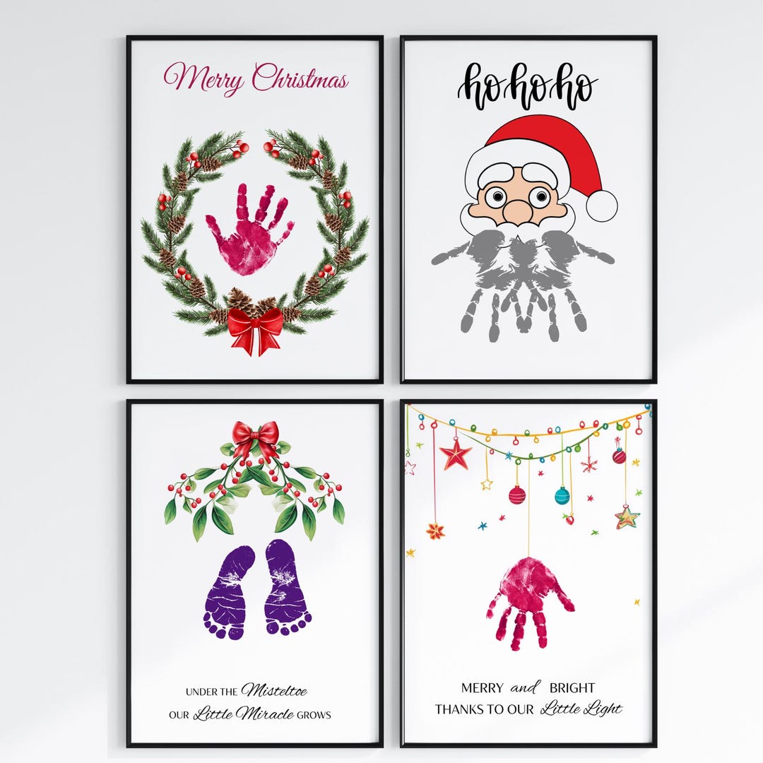 Christmas Handprint Art Printable, My First Christmas, Holiday Activity ...