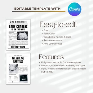 Pregnancy Announcement Newspaper Template | Canva Editable Newspaper ...