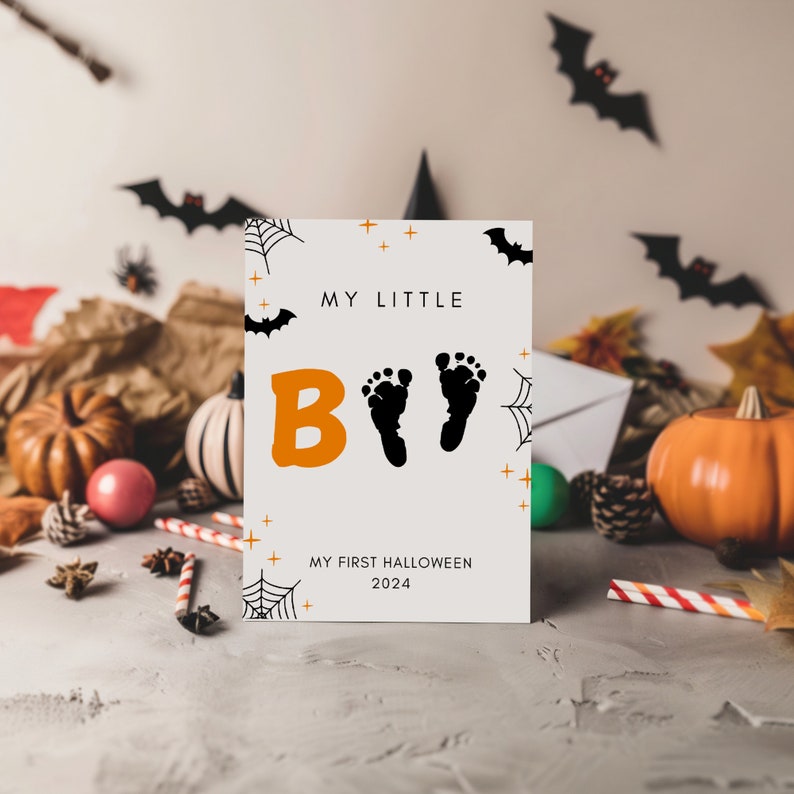 Halloween Footprint Art, Halloween Baby Footprint Keepsake, Babys First ...