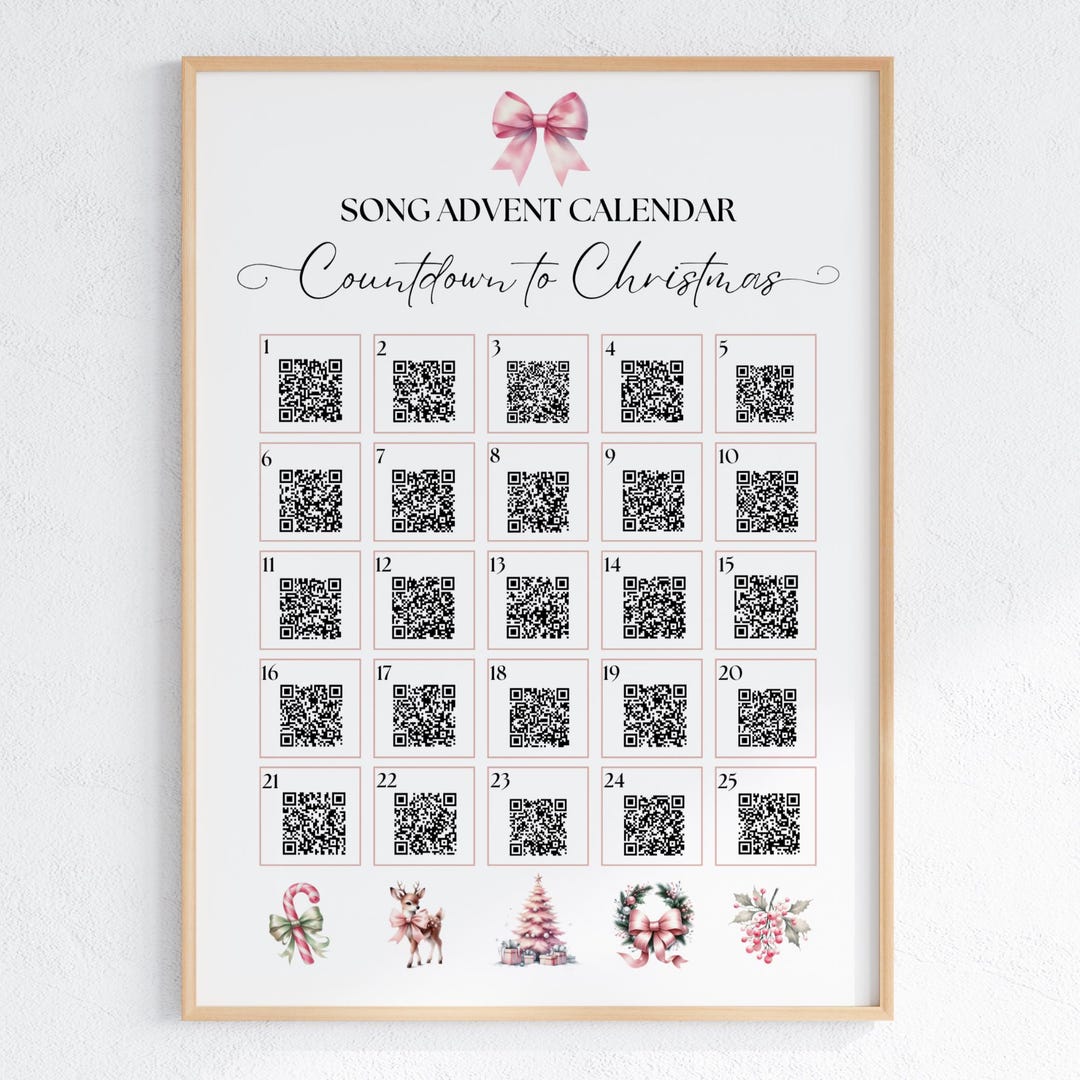 Christmas Song Advent Calendar, Spotify QR Code Printable (digital ...