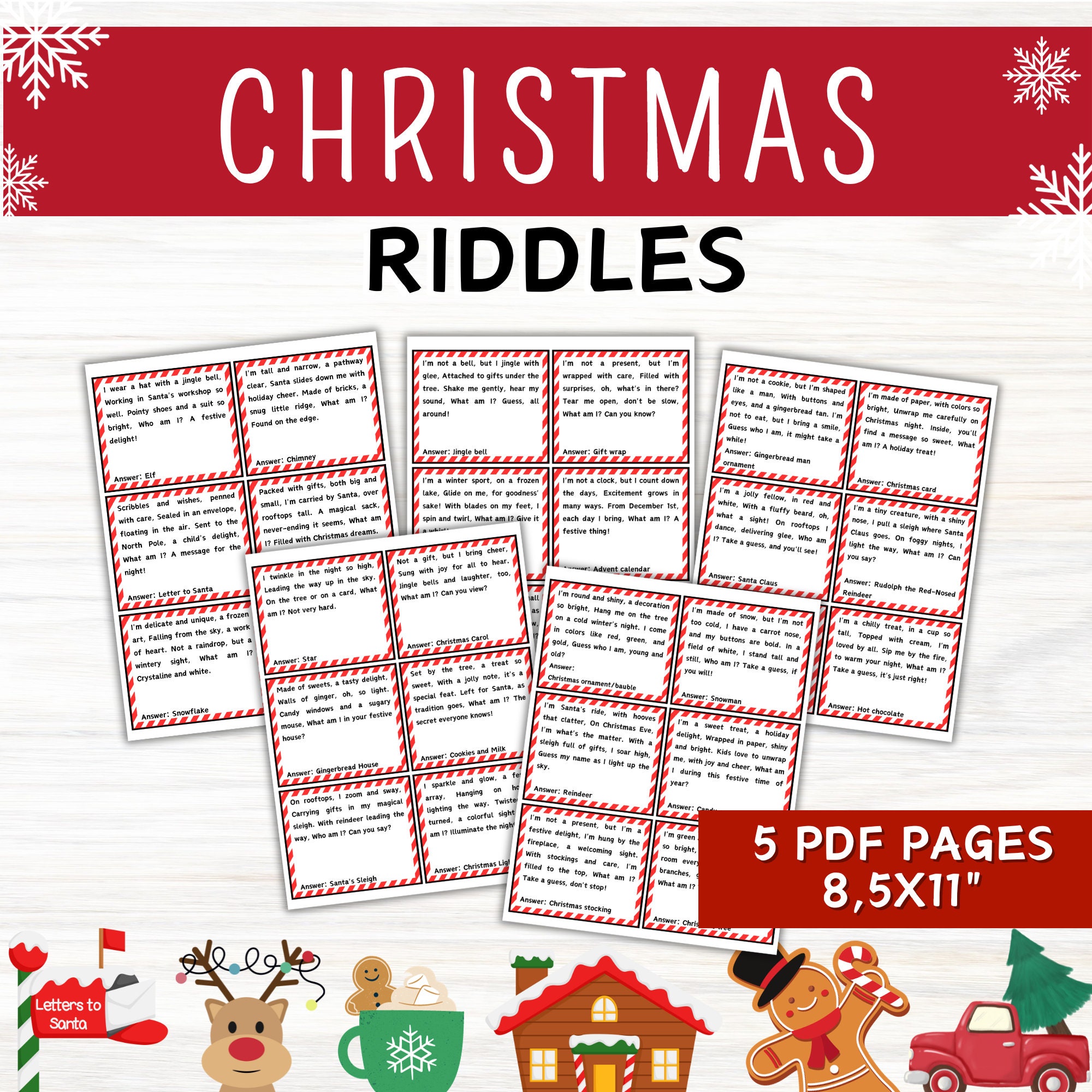 Christmas Riddles for Kids | Printable Christmas Party Game | Christmas ...