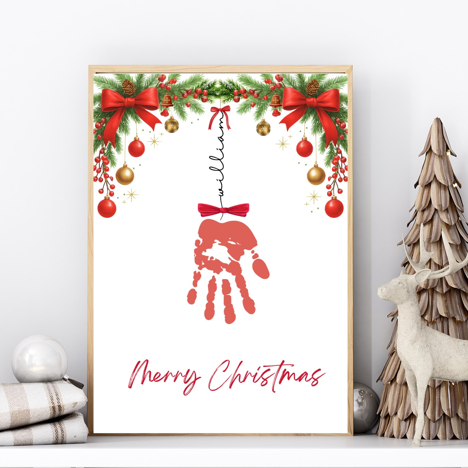 Personalized Christmas Handprint Art – Baby First Christmas Gift ...