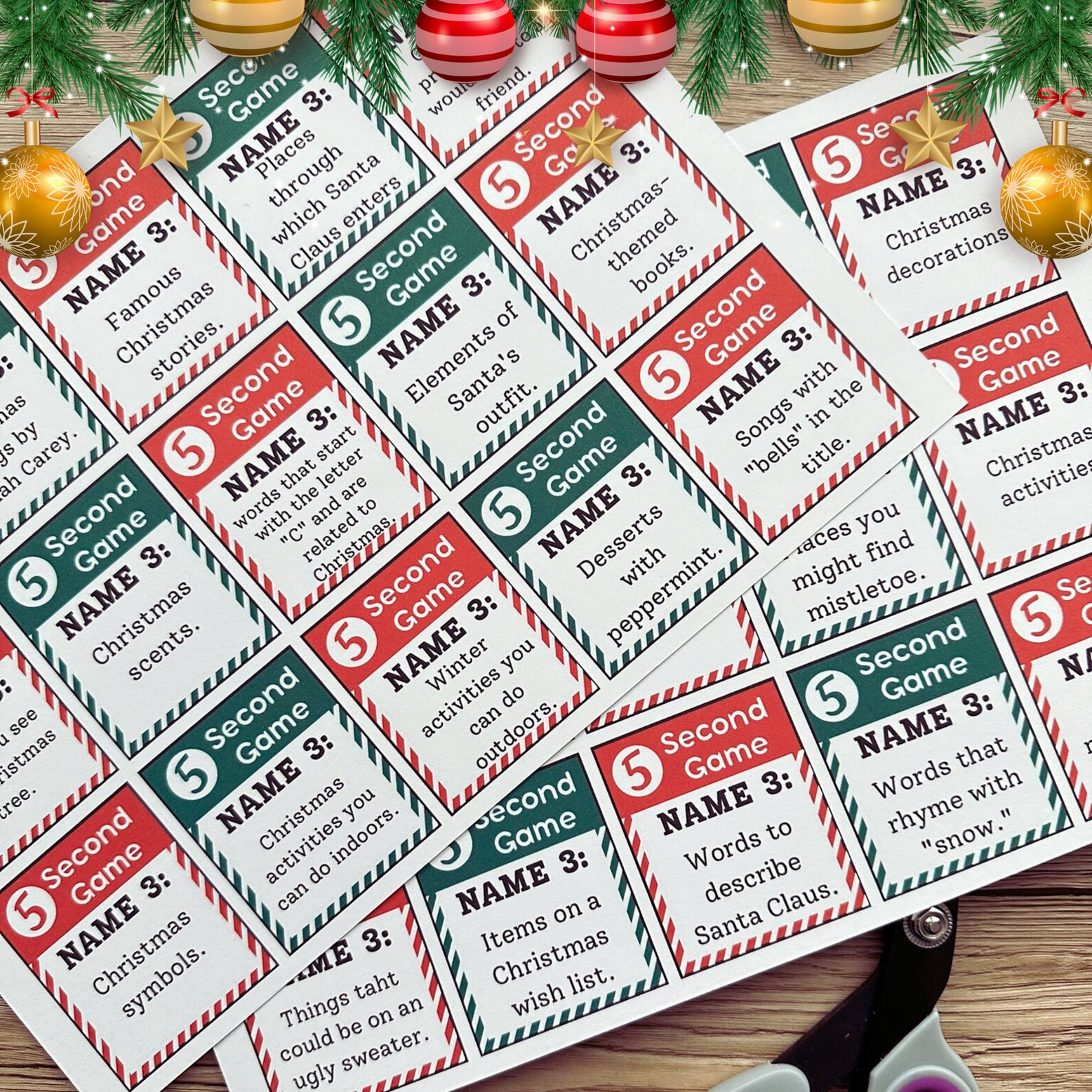 Christmas 5 Second Game | Printable Holiday Party Activity (PDF) - Etsy