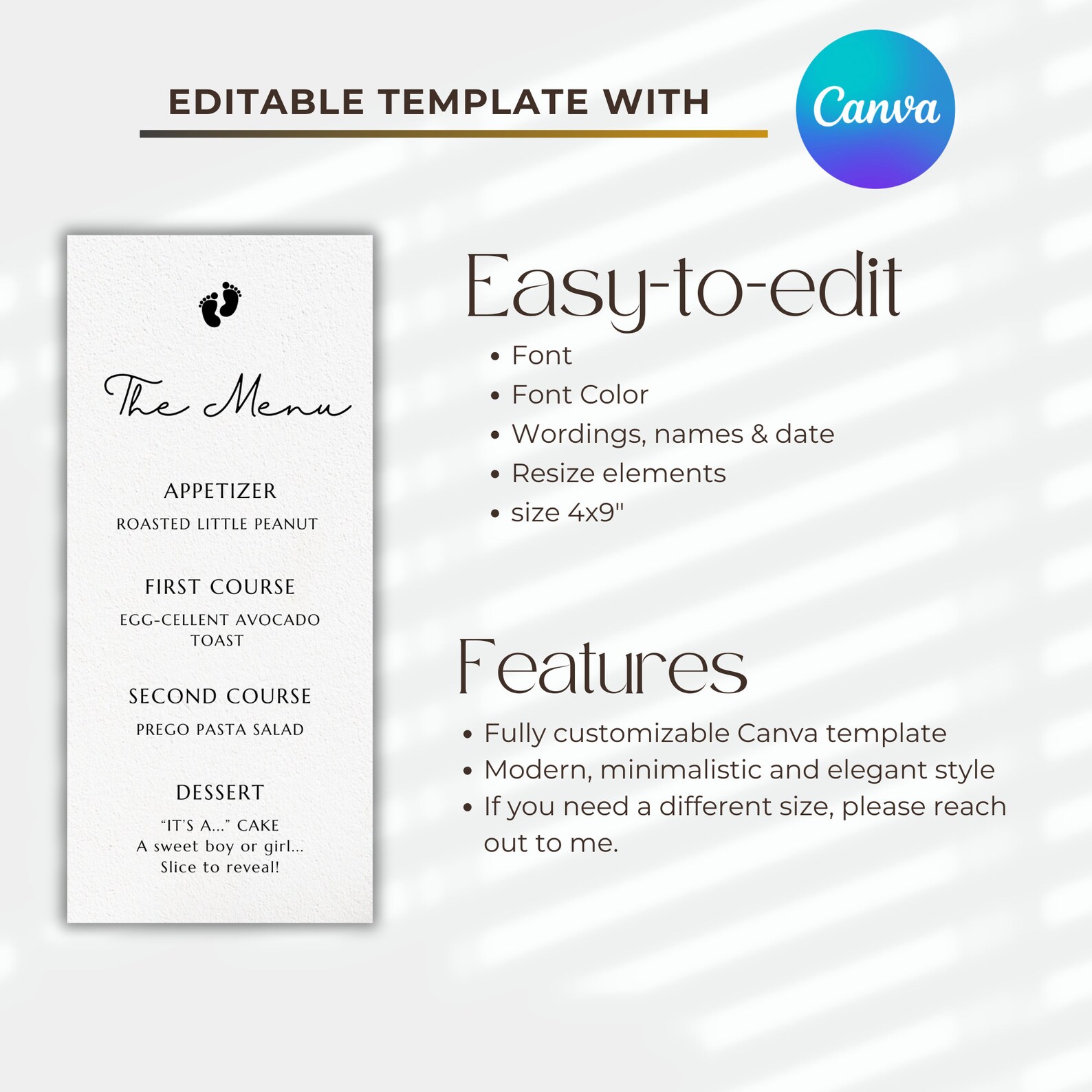 Baby Announcement Menu Template | Cute Pregnancy Announcement | Baby ...