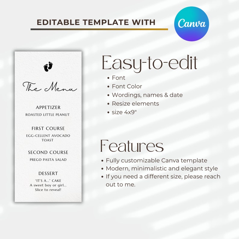 Baby Announcement Menu Template Cute Pregnancy Announcement Baby Shower ...