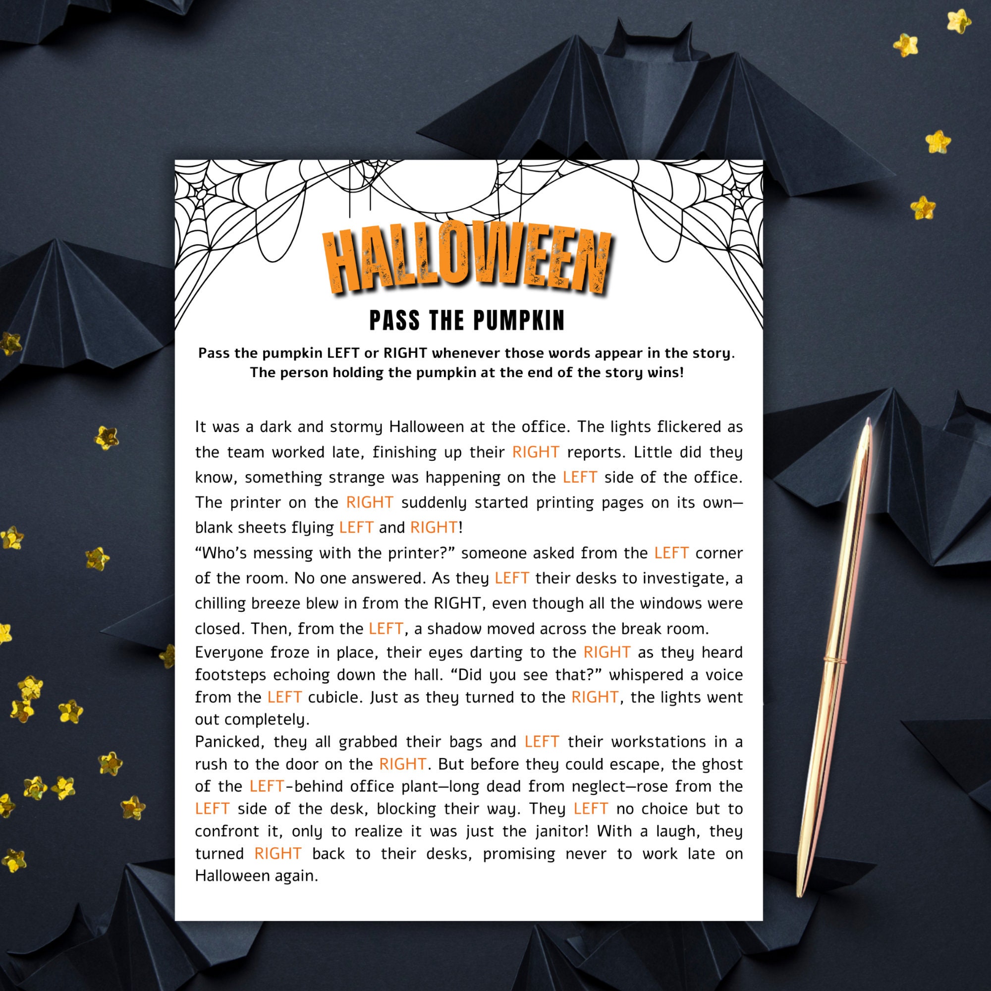 Pass the Pumpkin Halloween Game, Office Party Game for Adults ...
