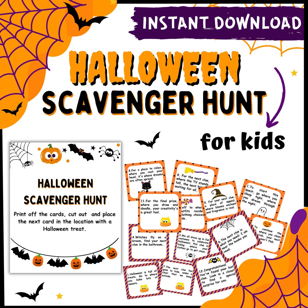 Halloween Scavenger Hunt Printable for Kids At-home Scavenger Hunt ...
