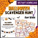 Halloween Scavenger Hunt Printable for Kids At-home Scavenger Hunt ...