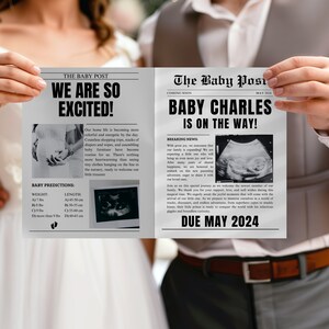 Pregnancy Announcement Newspaper Template | Canva Editable Newspaper ...