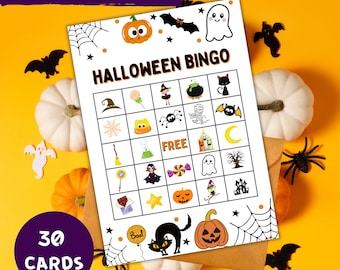 Halloween Bingo, 30 Halloween Bingo Cards, Halloween Games, Kids ...