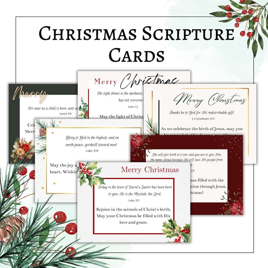 Christmas Scripture Cards | Printable Christmas Bible Verses for Cards ...