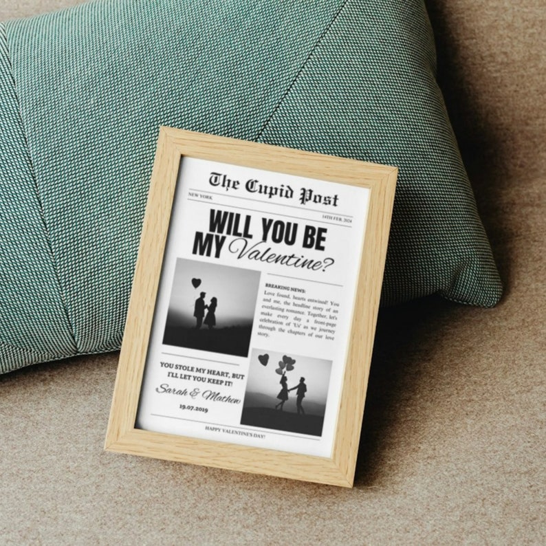 Personalised Valentines Cupid Post Newspaper Page Will You Be My ...