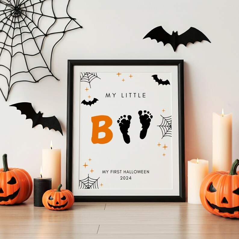 Halloween Footprint Art, Halloween Baby Footprint Keepsake, Baby’s ...