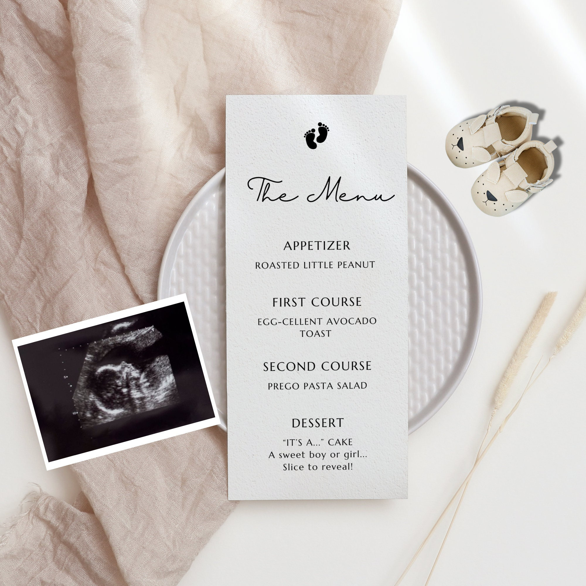 Baby Announcement Menu Template | Cute Pregnancy Announcement | Baby ...
