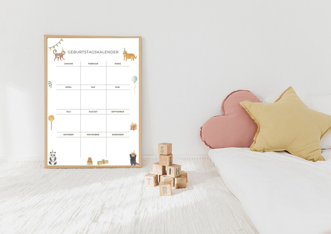 Calendario de cumpleaños para imprimir con motivos de animales ...