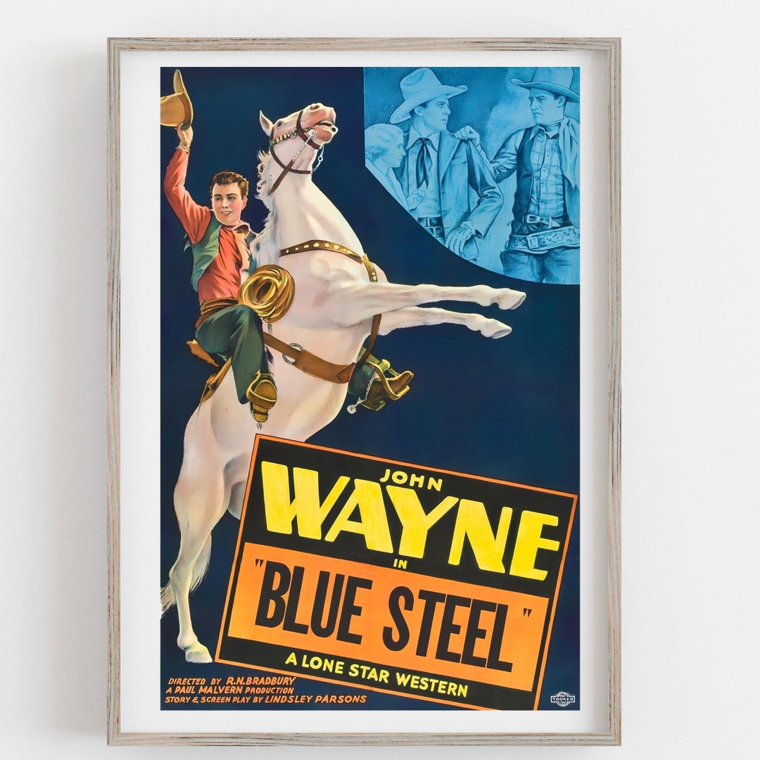 Vintage John Wayne Blue Steel Poster, Movie Poster, Country Western ...