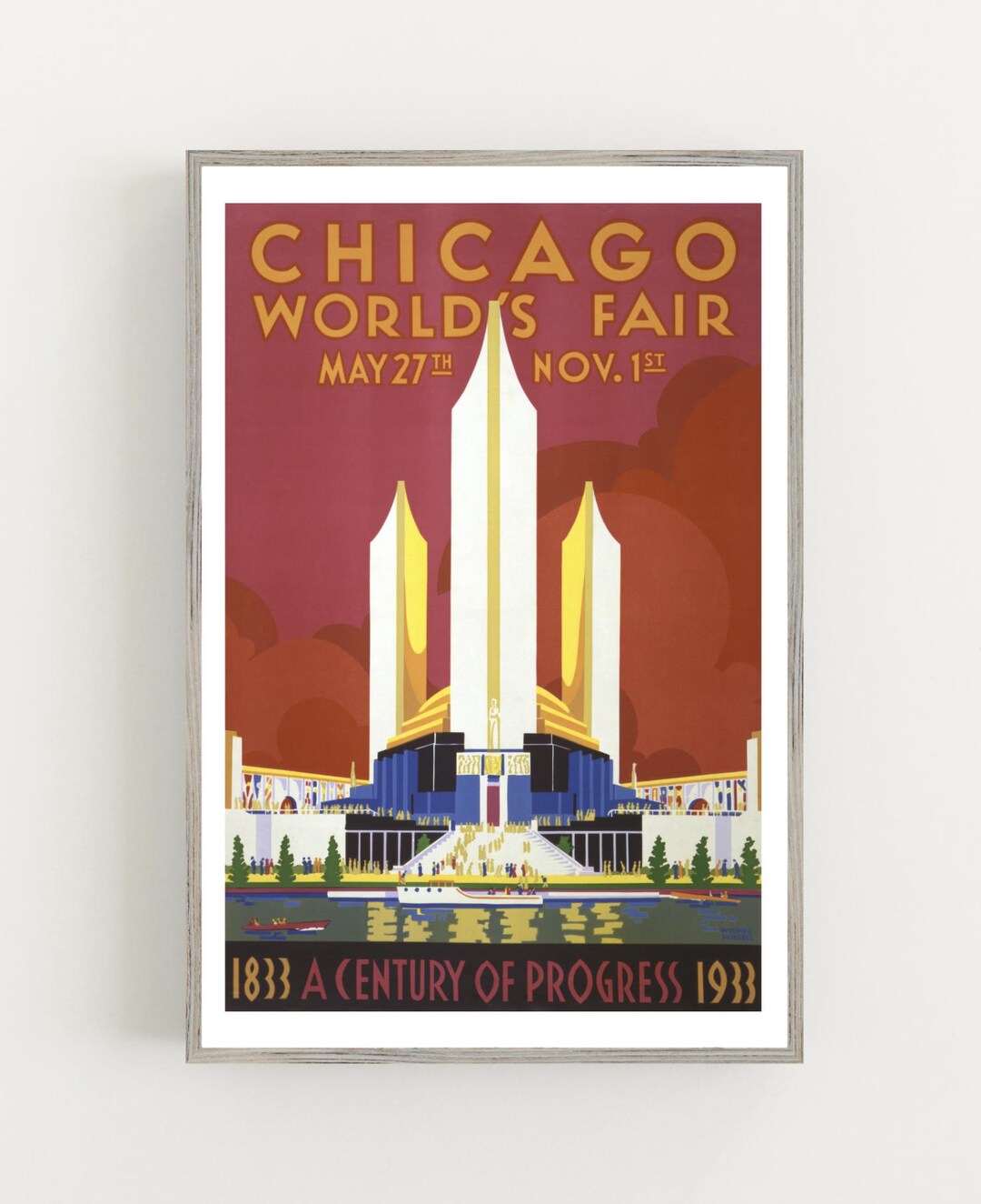 Chicago Vintage World’s Fair Ad Illustration Art Deco Print, Home Decor ...
