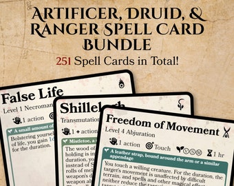 5 Custom Dnd Spell Cards Digital Download, 5 Card Pack D&D Spell Cards ...