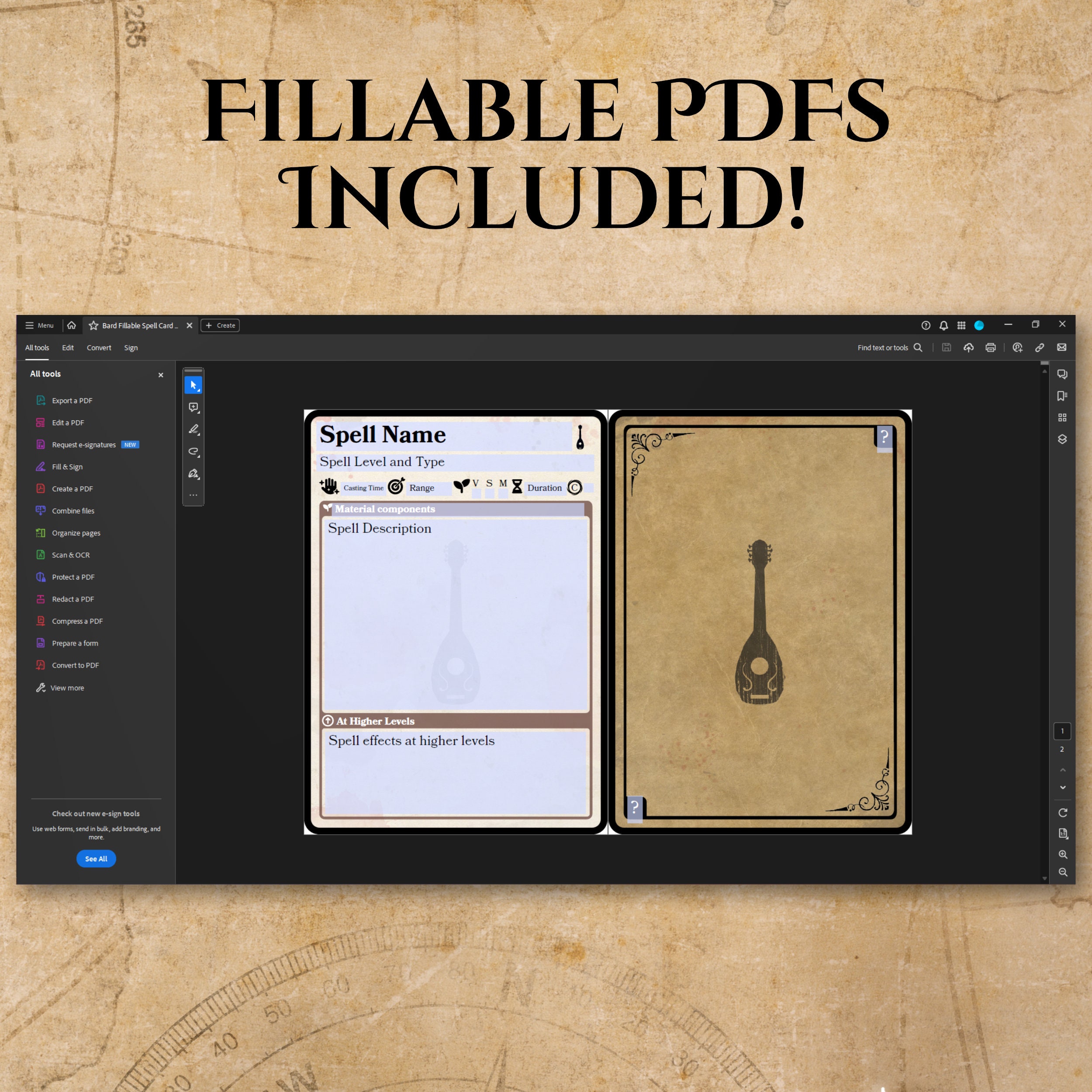 Bard Dnd Spell Card Pack Digital Download D&D Spell Cards, Dnd Magic ...