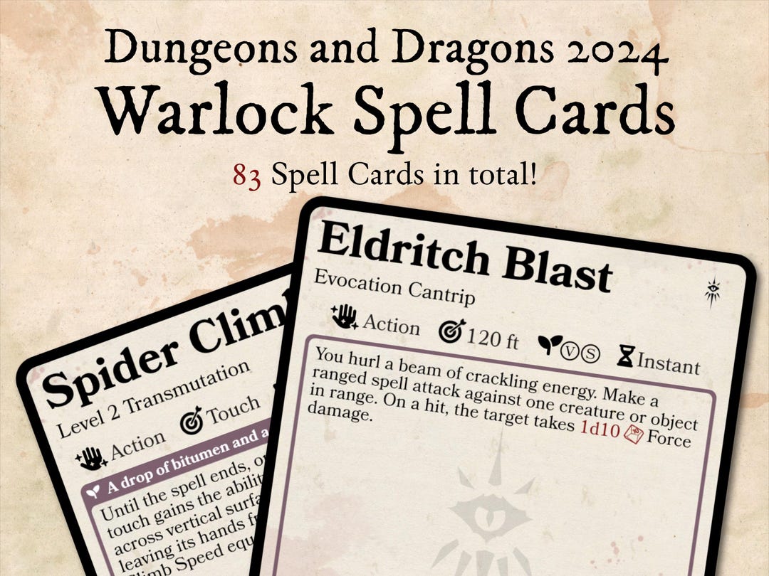 Dnd 2024 Warlock Spell Card Pack - Digital Download // One Dnd, New D&D ...