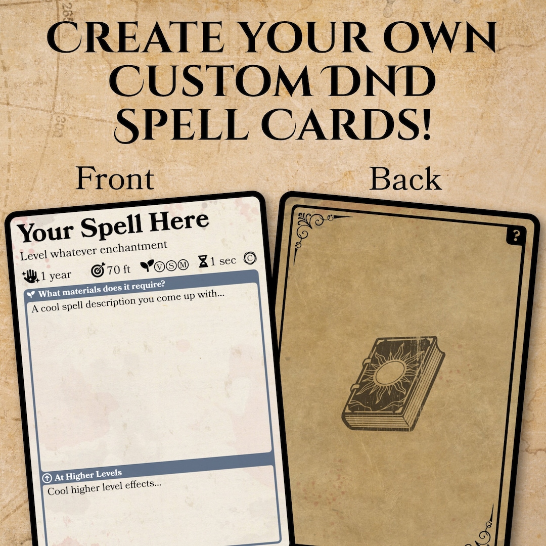 5 Custom Dnd Spell Cards Digital Download, 5 Card Pack D&D Spell Cards ...