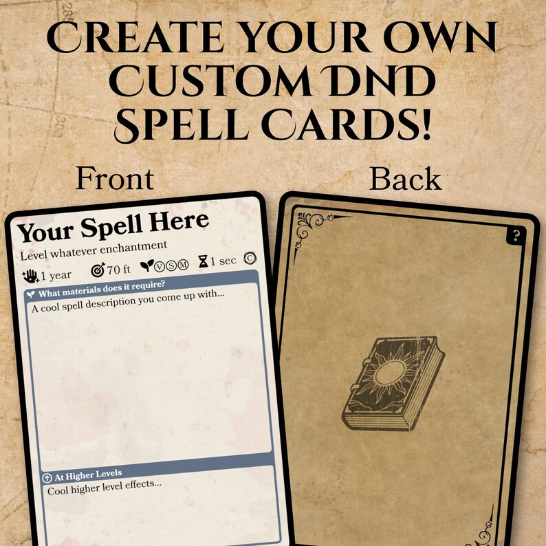 5 Custom Dnd Spell Cards Digital Download, 5 Card Pack D&D Spell Cards ...