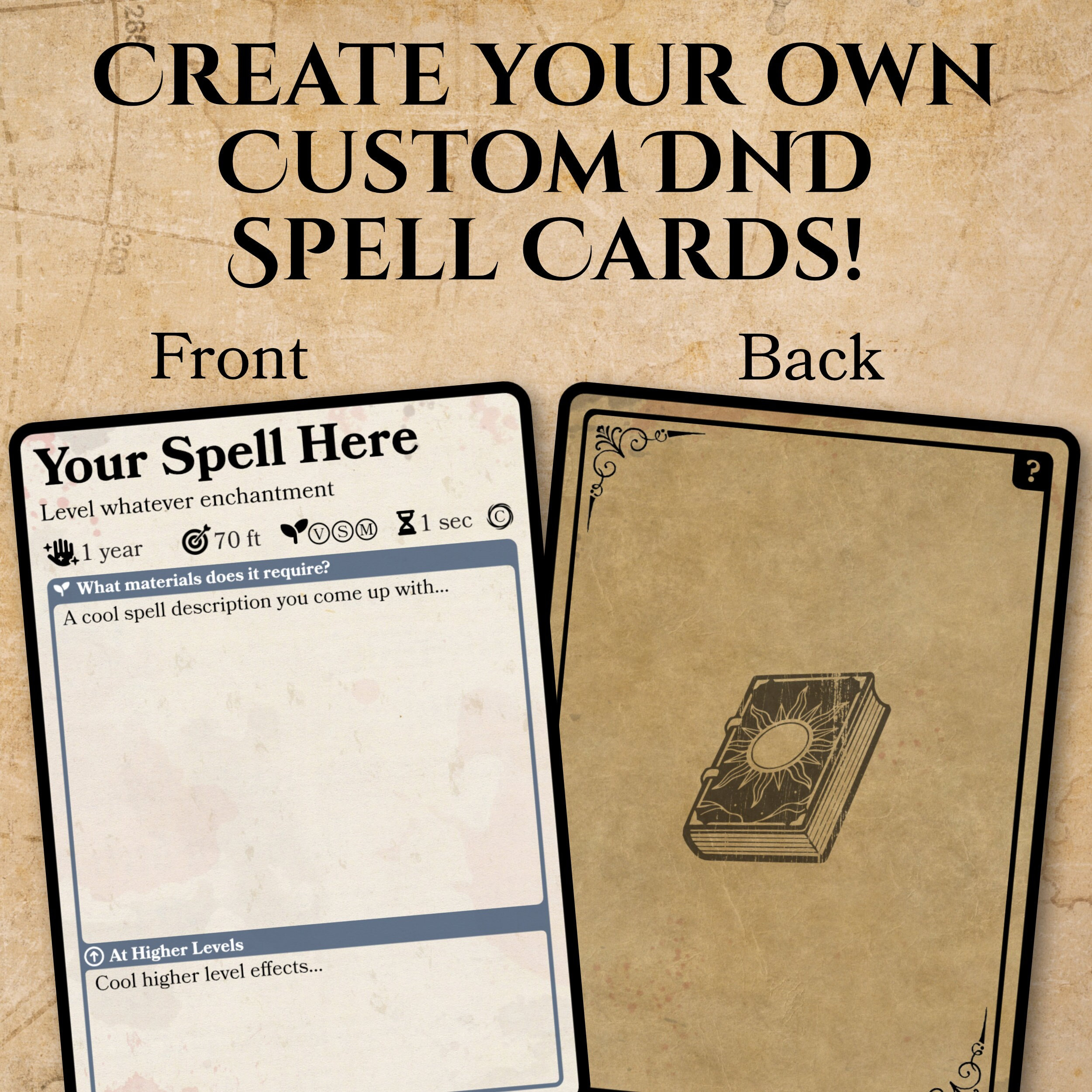 5 Custom Dnd Spell Cards Digital Download, 5 Card Pack D&D Spell Cards ...