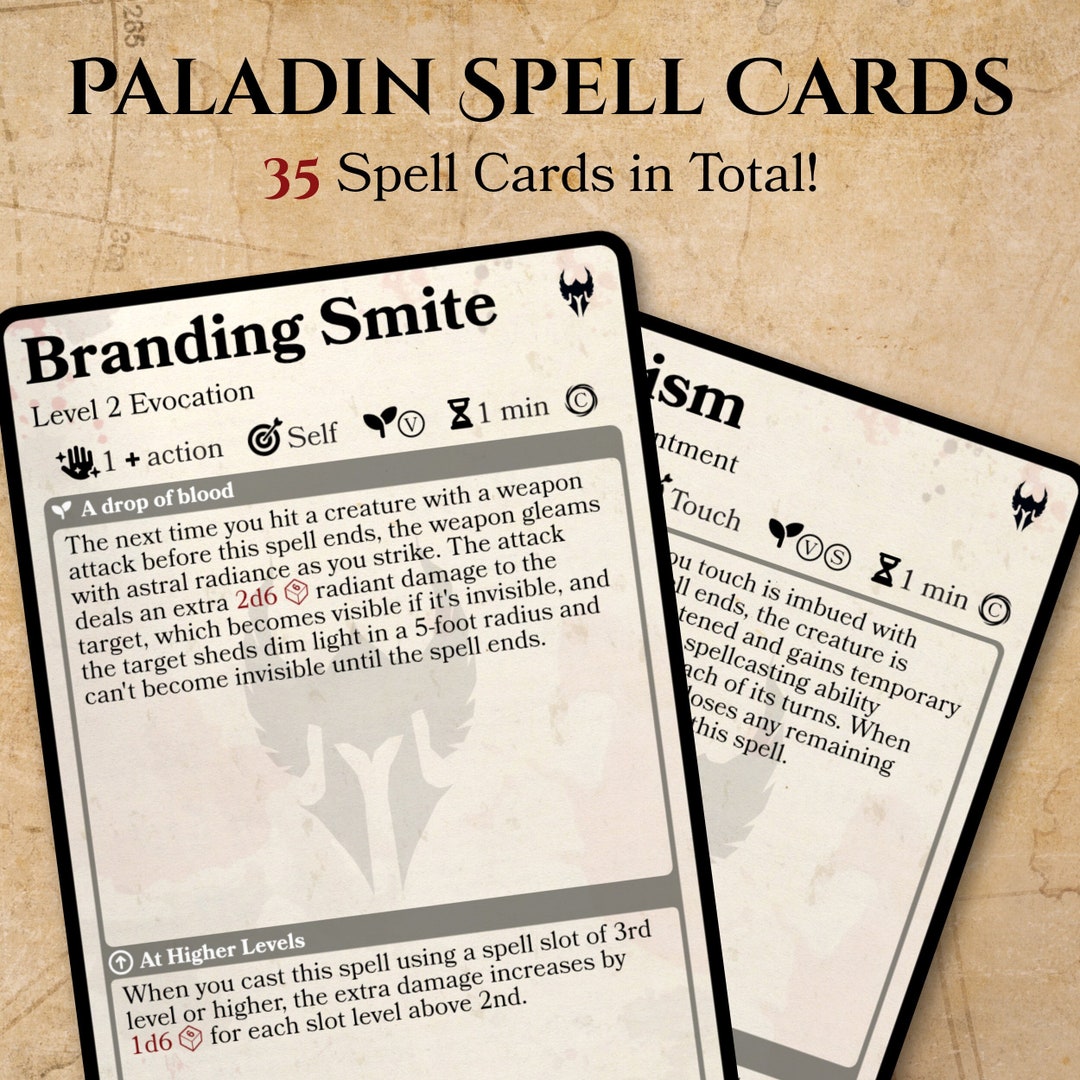 Dnd 5e Paladin Spell Card Pack - Digital Download | D&D Spell Cards ...