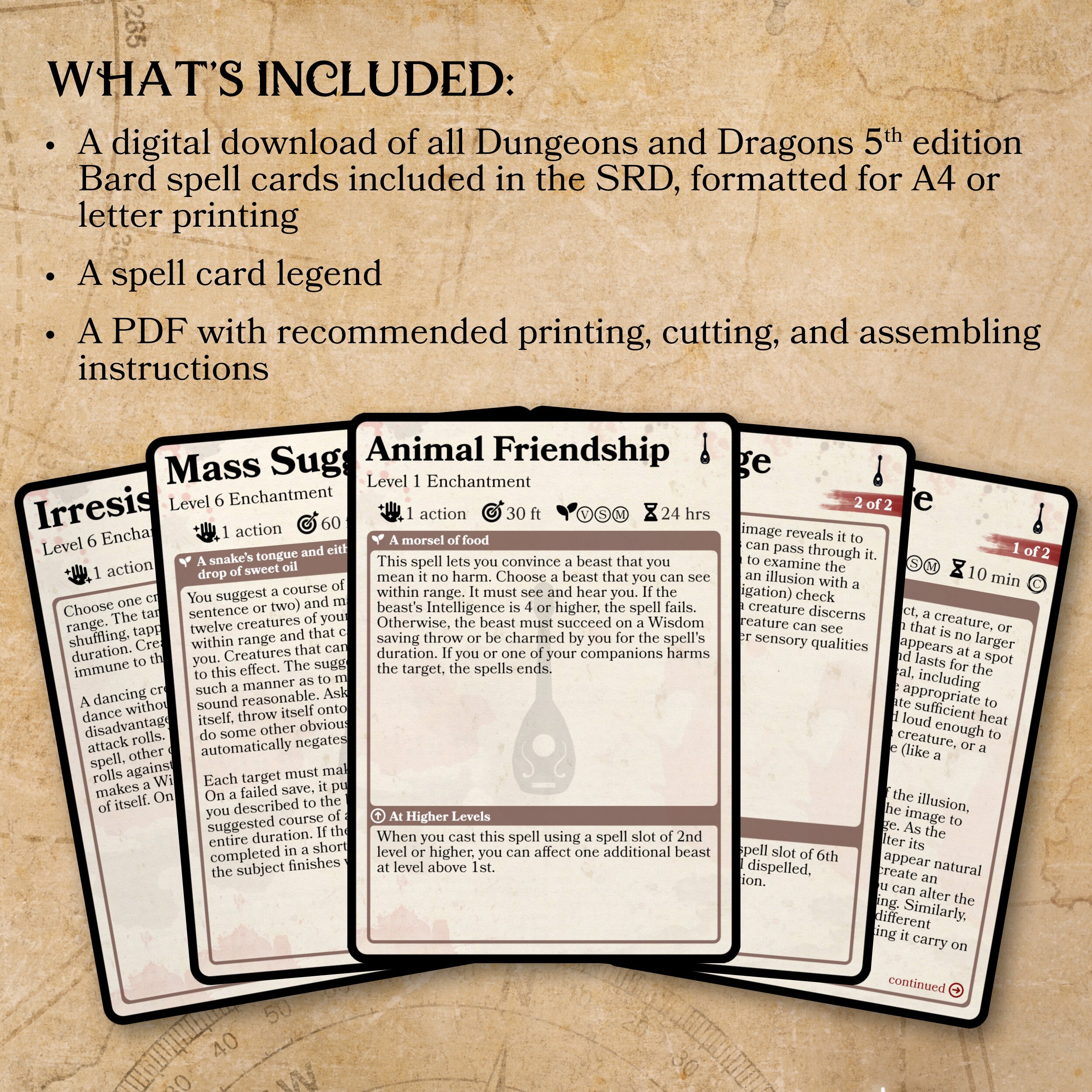 Bard Dnd Spell Card Pack Digital Download D&D Spell Cards, Dnd Magic ...