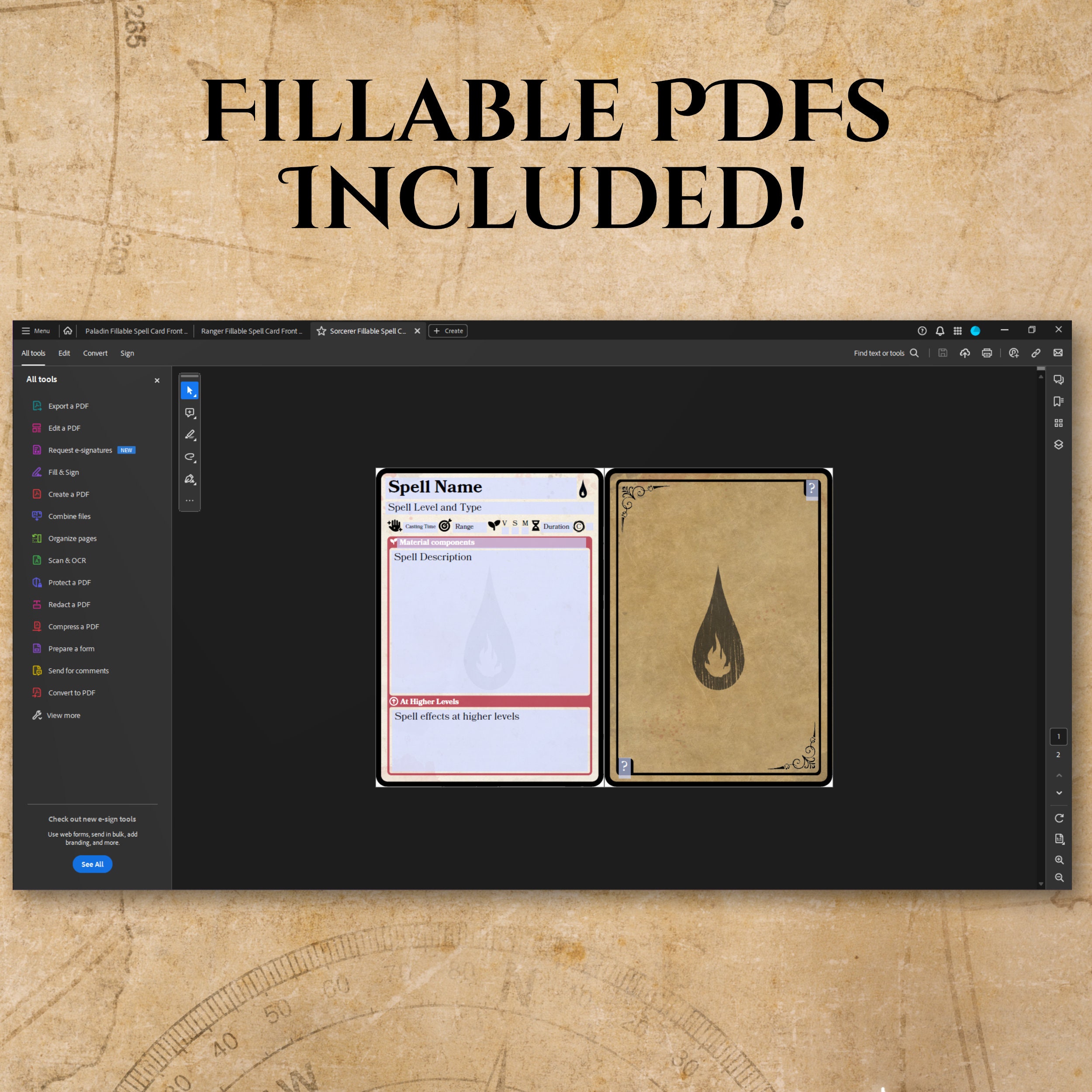 Sorcerer Dnd Spell Card Pack Digital Download D&D Spell Cards, Dnd ...