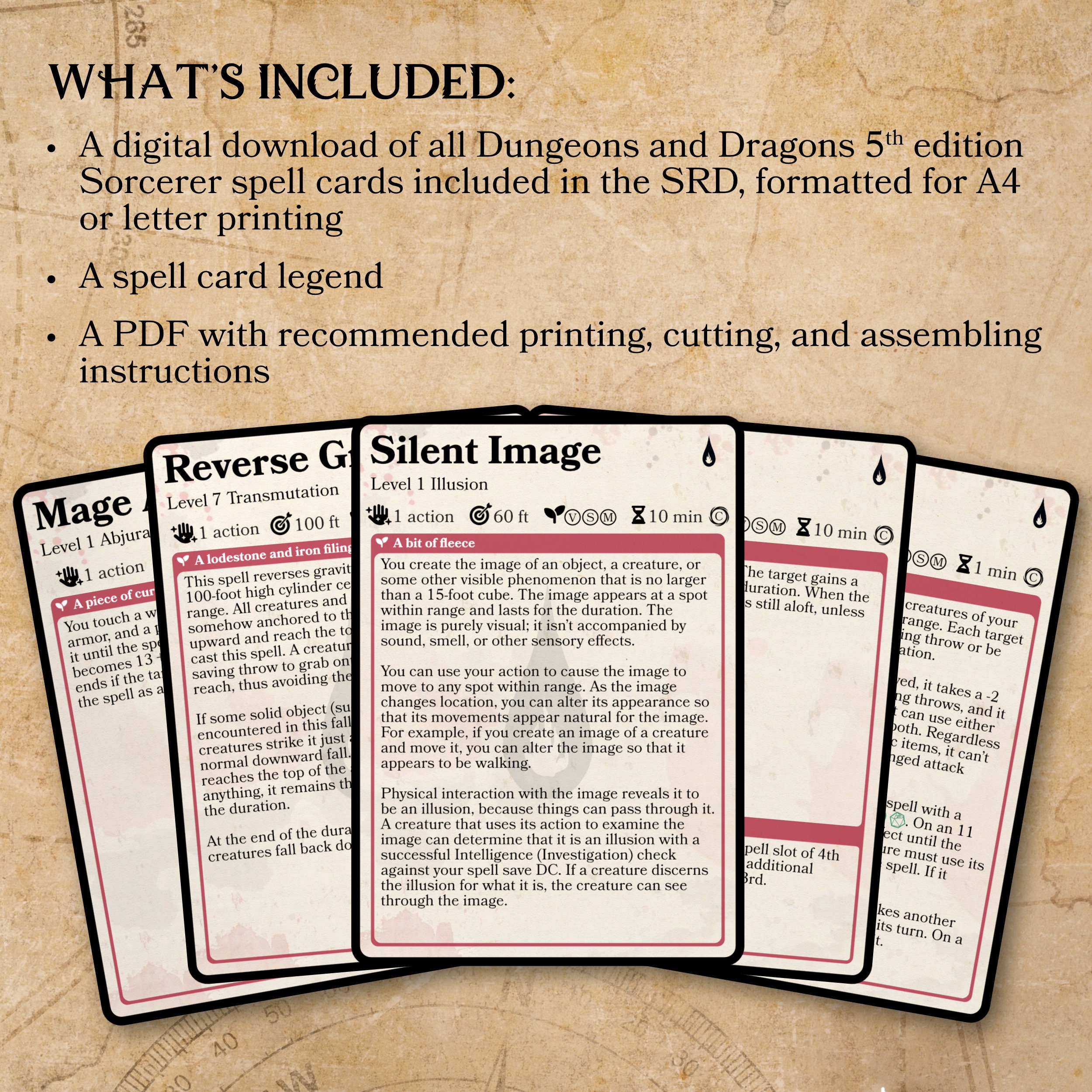 Dnd 5e Sorcerer Spell Card Pack - Digital Download | D&D Spell Cards ...