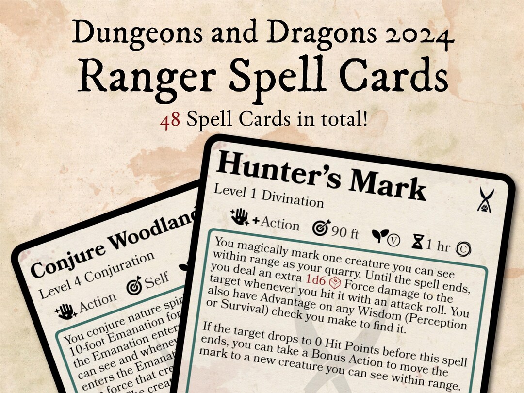 Dnd 2024 Ranger Spell Card Pack - Digital Download // One Dnd, New D&D ...