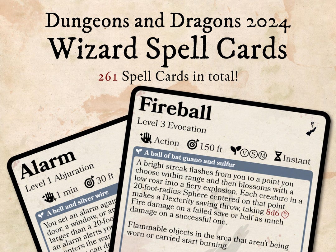 Dnd 2024 Wizard Spell Card Pack - Digital Download // One Dnd, New D&D ...