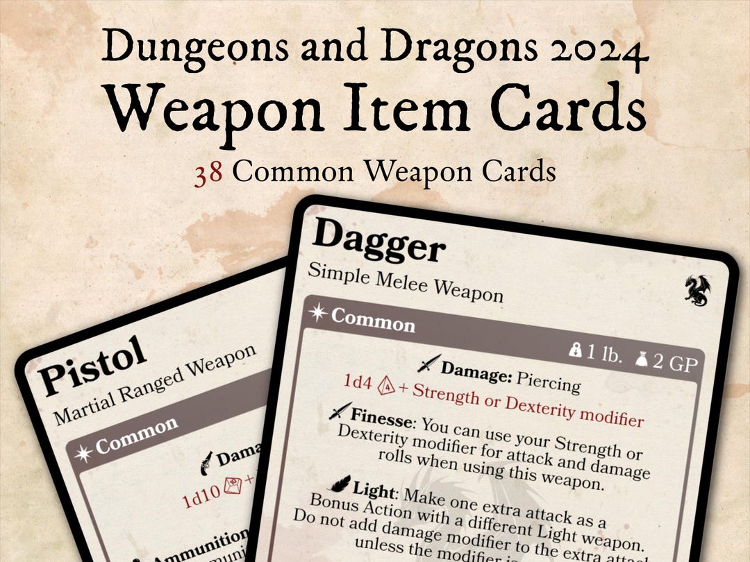Dnd 2024 Weapon Item Card Pack - Digital Download // One Dnd, D&D ...