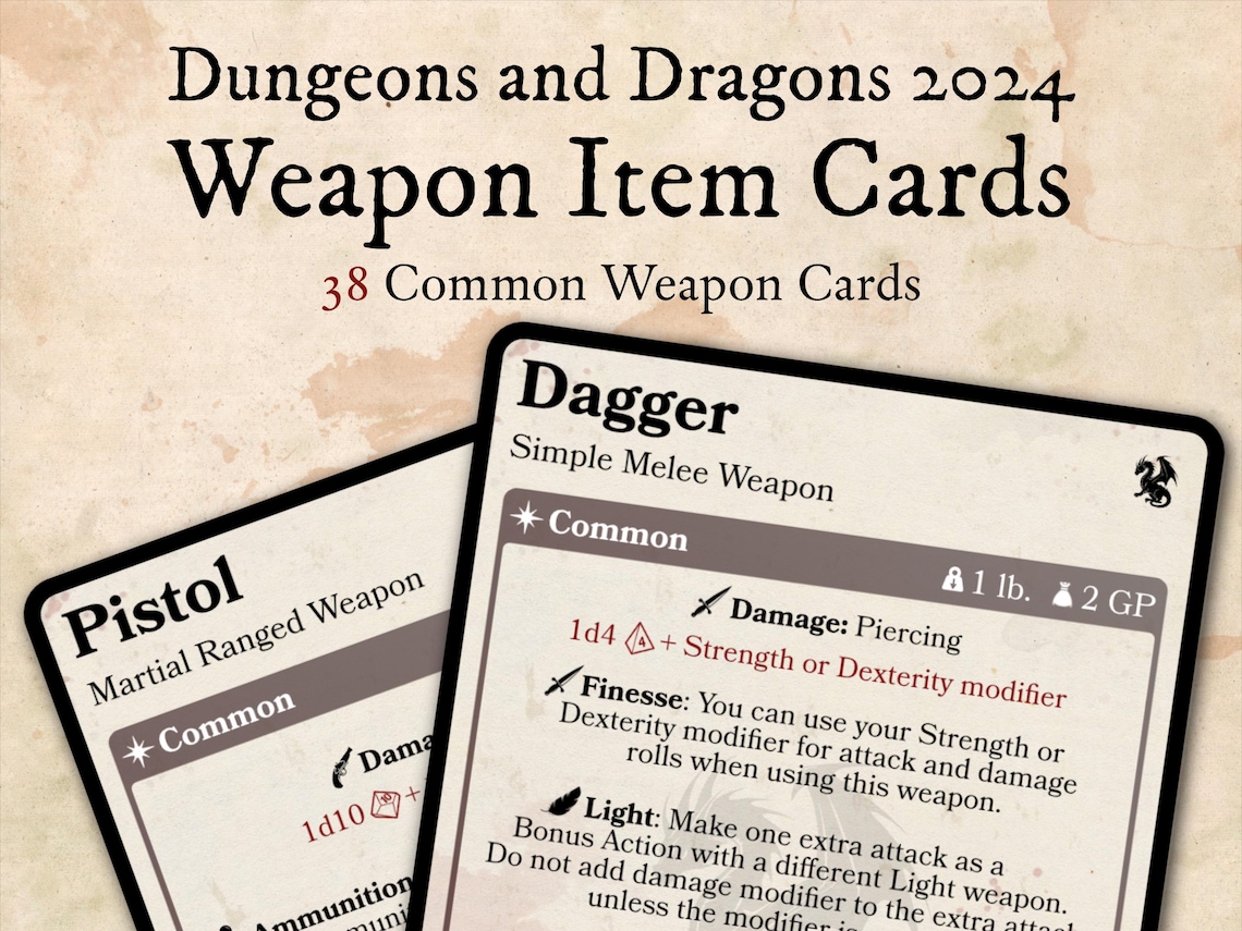 Dnd 2024 Weapon Item Card Pack - Digital Download // One Dnd, D&D ...