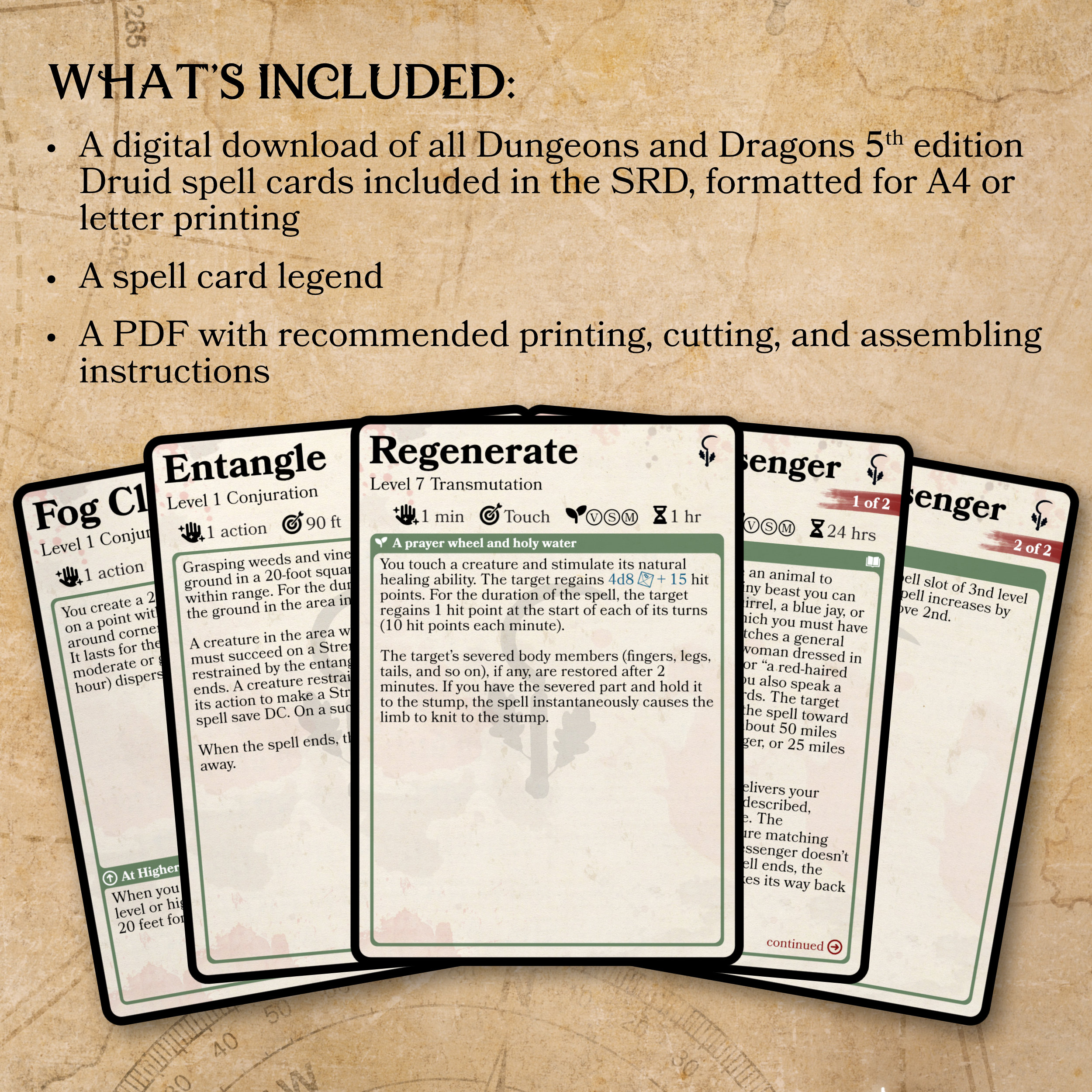 Druid Dnd Spell Card Pack Digital Download D&D Spell Cards, Dnd Magic ...
