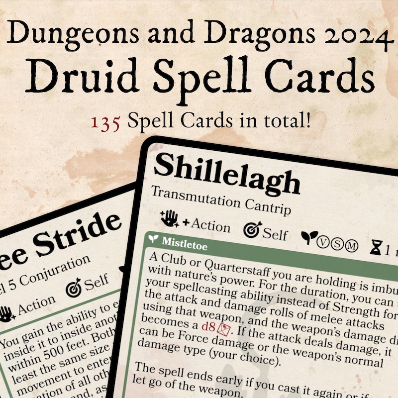 Dnd 5e Spell Card Pack - Etsy