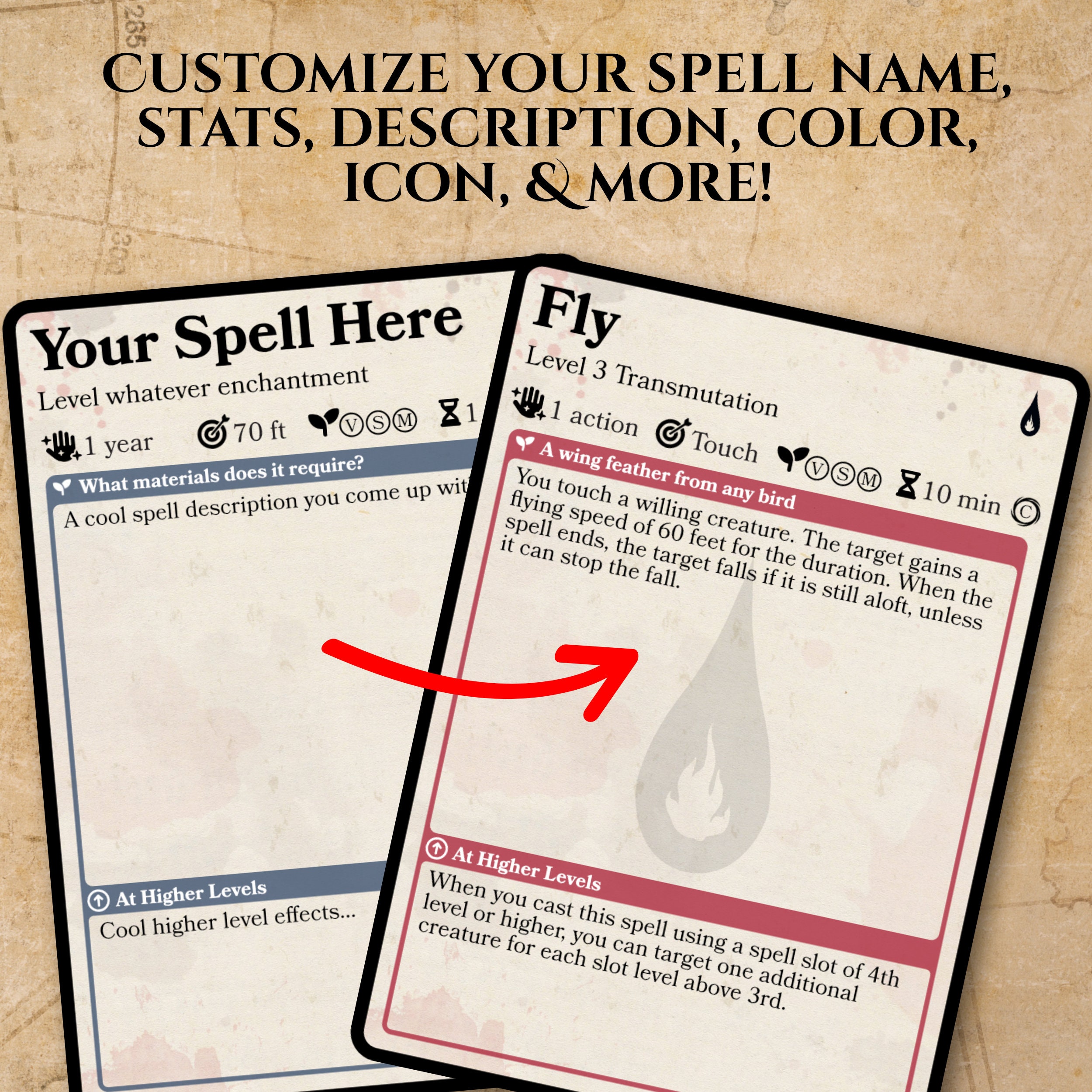 10 Custom Dnd Spell Cards Digital Download 10 Card Pack - Etsy