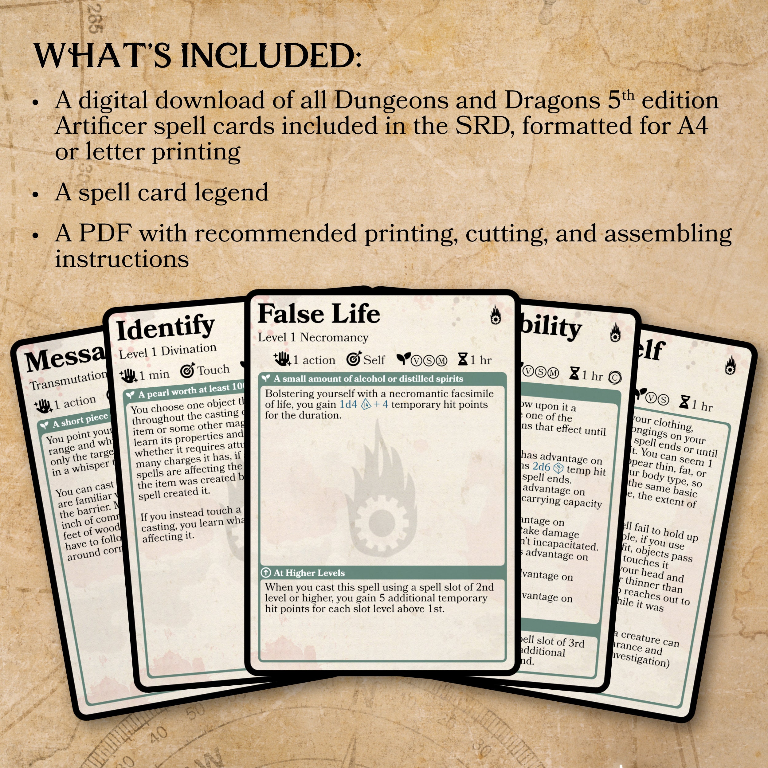 Artificer Dnd Spell Card Pack Digital Download D&D Spell Cards, Dnd ...