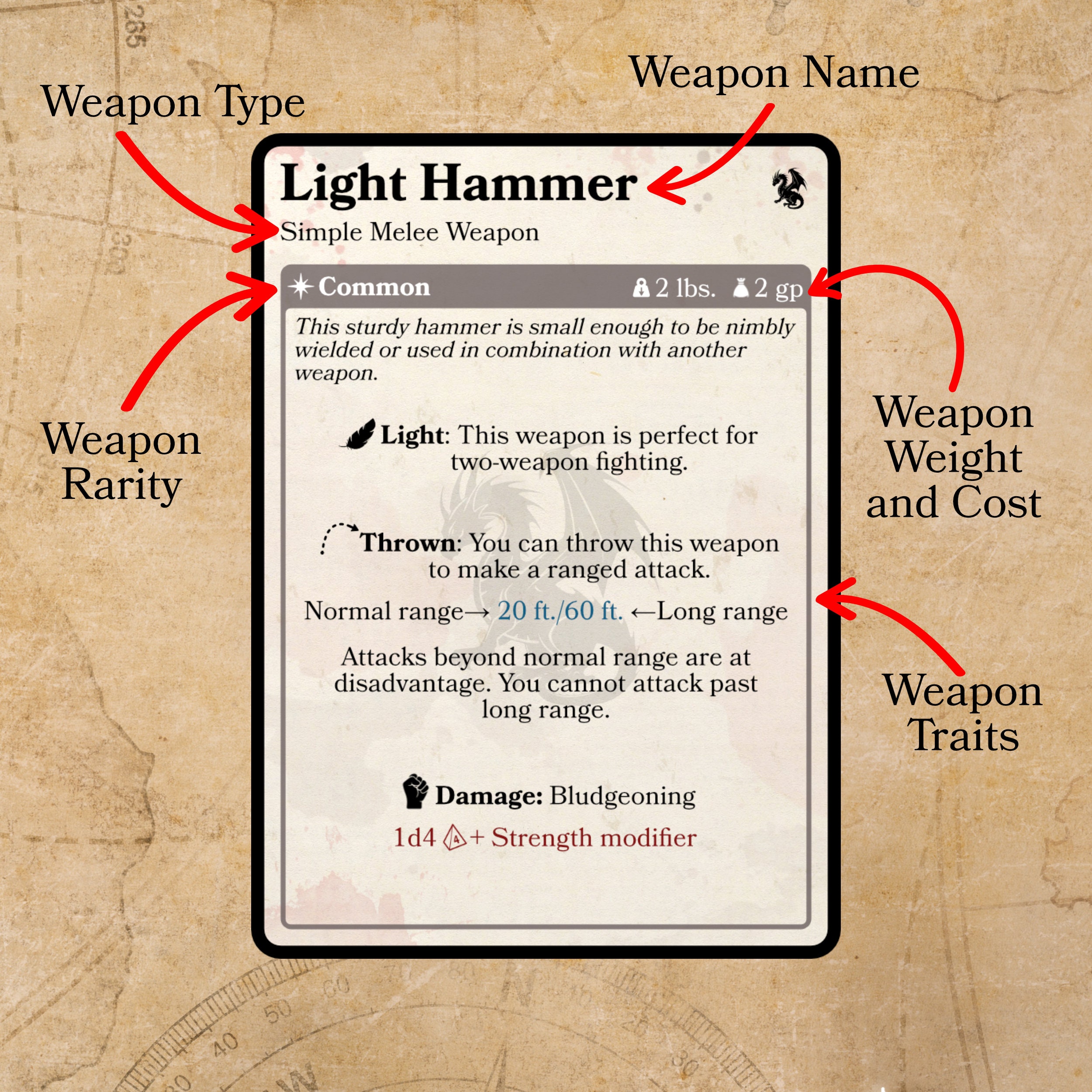Dnd Weapon Card Pack - Digital Download | D&D Weapon Cards, Dnd Item ...